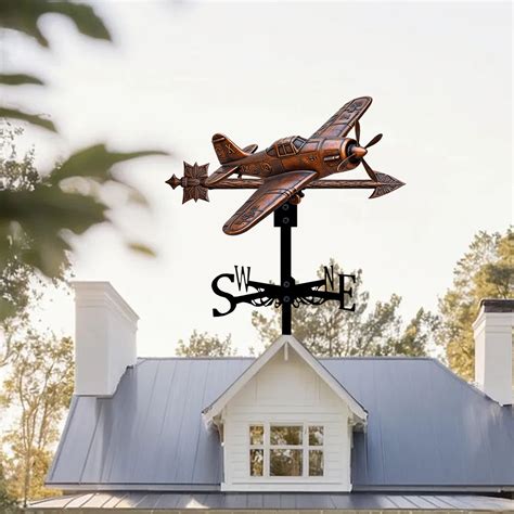 Bronze Aircraft Vane Wind Direction Indicator Outdoor Weather Vane Roof Mounted Courtyard