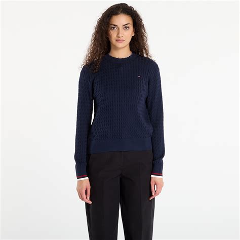 Womens Sweaters Tommy Hilfiger Co Cable Fine Gg C Nk Ls Sweater Dark