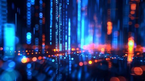 Abstract Digital Landscape With Vibrant Blue And Orange Light Streaks