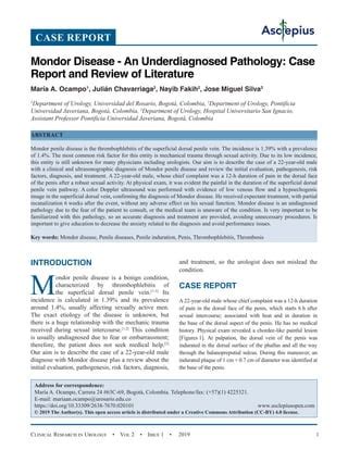 Mondor Disease An Underdiagnosed Pathology Case Report And Review Of