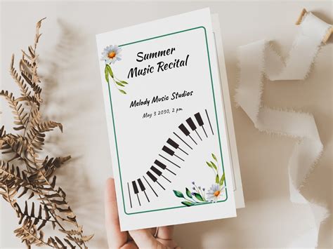 Piano Recital Program Editable Template For Music Recital Concert