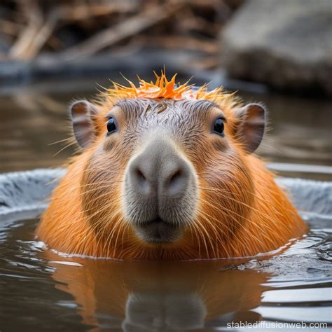 Capybara Relaxation In Orange Hue Animate Style Stable Diffusion Online