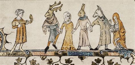 Mummers In Medieval Manuscript Manoscritto Miniato Xiv Secolo Medioevo