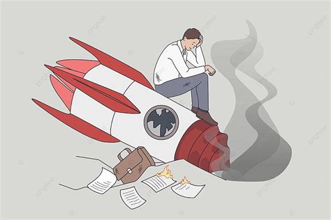 Failed And Crashed Business Rocket Startup Start People Startup Vector