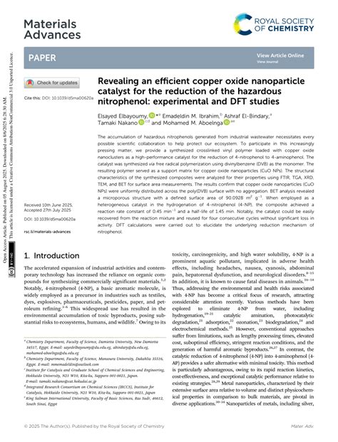 Pdf Revealing An Efficient Copper Oxide Nanoparticle Catalyst For The