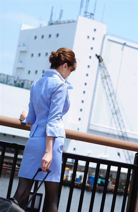 Sexy Models Exposed Japanese Ameri Inchinose Flight Stewardess Black Stockings