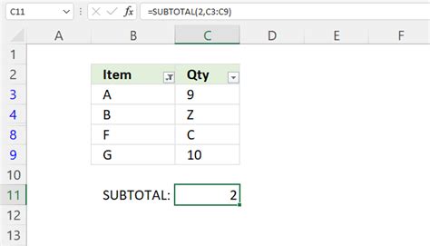 How To Use The Subtotal Function