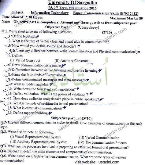 Communication Skill Bsit 2015 Uos Past Papers Notes And Help For Any