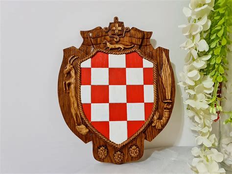 Wooden Old Croatian Grb Handcrafted Wall Decor Etsy