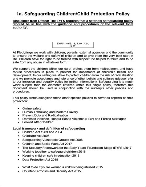 Safeguarding Policy Fledglings Nursery