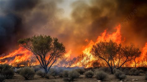 Forest Fire Burns On The Desert Background Picture Of Wildfire Wildfire Fire Background Image