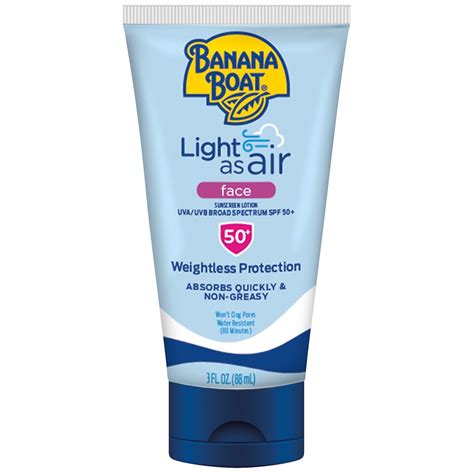 Banana Boat Light As Air Face Sunscreen Lotion Spf 50 Walgreens