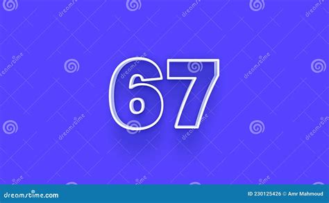Blue 3d Symbol Of 67 Number Icon On Blue Background Royalty Free Stock Image