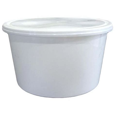 Capacity 300 Ml Round White Plastic Container For Restaurants At Best