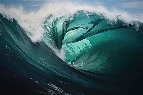 Premium Ai Image Extreme Close Up Of Thrashing Emerald Ocean Waves