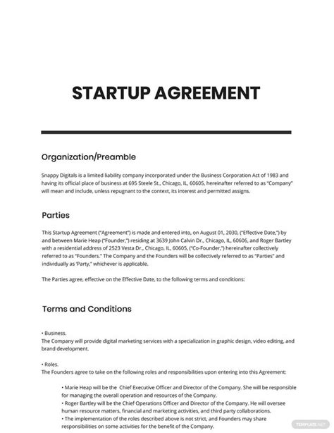 Startup Founders Agreement Template Midi