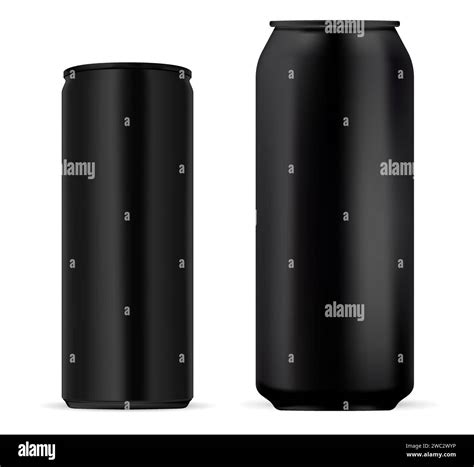 Black Aluminum Beer Can Vector Template Energy Drink Package Design