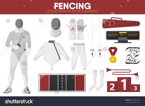 Fencing Sport Equipment Swordsman Fencer Garment Stock Vector Royalty