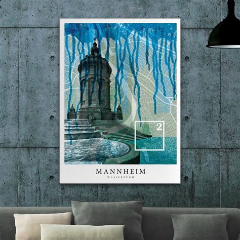 Mannheim Wasserturm Poster Kartenkunst Idee Farbe Poster Design