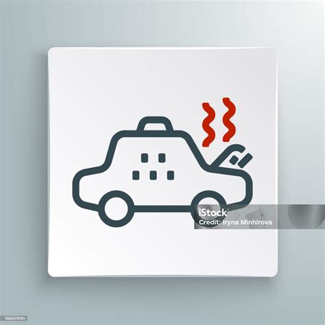 Line Broken Taxi Car Icon Isolated On White Background Colorful Outline