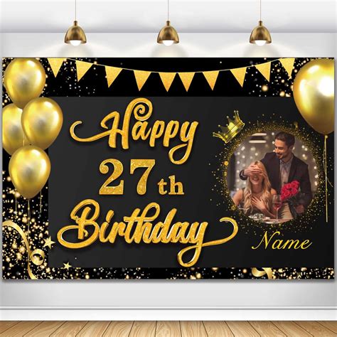 Custom Happy 27th Birthday Decorations Banner 27 Years Old