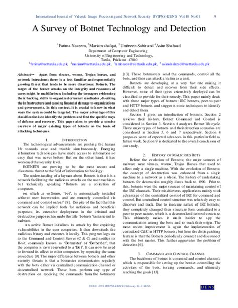 Pdf A Survey Of Botnet Technology And Detection