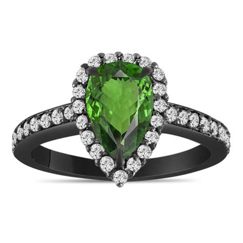 175 Carat Green Tourmaline Engagement Ring Pear Shaped Diamond