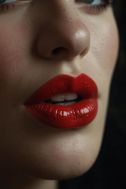 Premium Photo Applying Red Lipstick