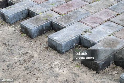 Memasang Batu Bata Paver Untuk Trotoar Trotoar Foto Stok Unduh Gambar Sekarang Batu Bata