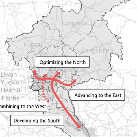 2 Spatial Strategy Of Guangzhou In 2000 Source Authors Drawing Based