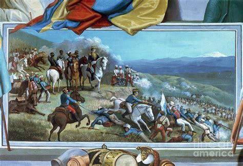 Simon Bolivar Leading Rebel Troops Against Agustin Agualongos Spanish