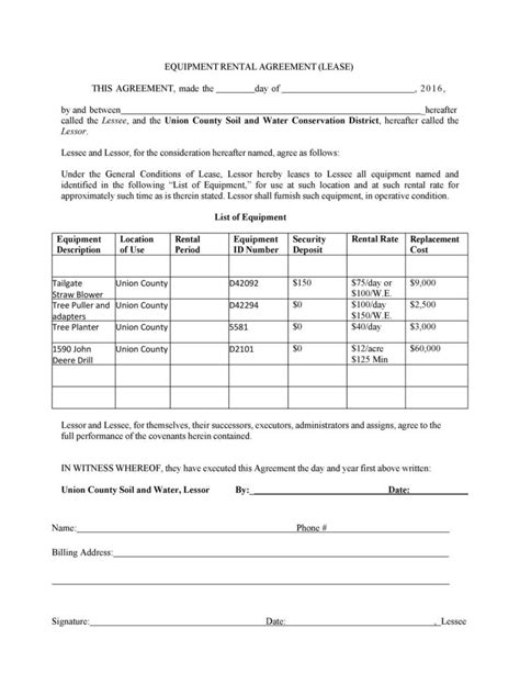 44 Simple Equipment Lease Agreement Templates Word Pdf
