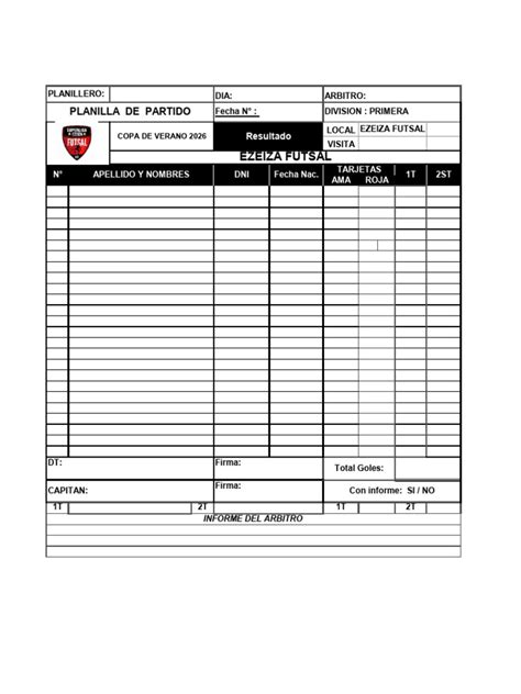 Planilla Superliga Pdf