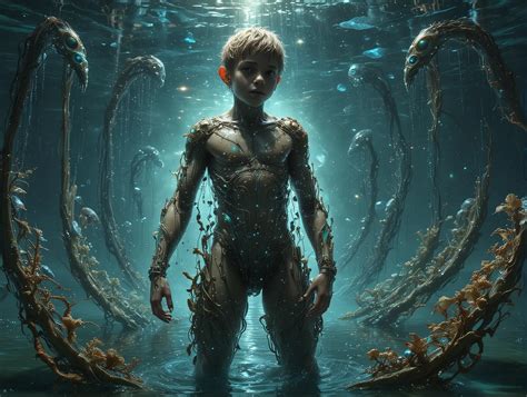 Biopunk Boy Underwater Fantasy Alien Angel In Hdr Style Ai Art Generator