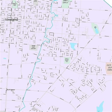Premium Style Wall Map Of Vineland Nj American Map Store