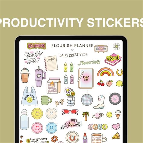 Productivity Digital Stickers Etsy