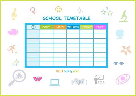 Printable School Timetable Template Free Download Printable Math Games School Timetable