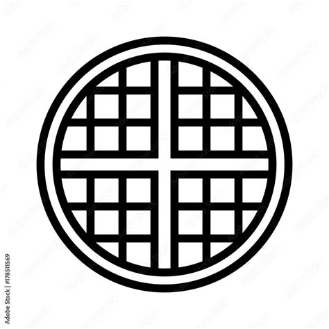 Round Waffle Breakfast Vector Line Art Icon For Food Apps And Websites