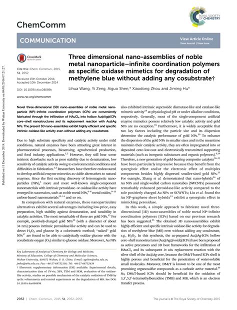 Pdf Three Dimensional Nano Assemblies Of Noble Metal Nanoparticles