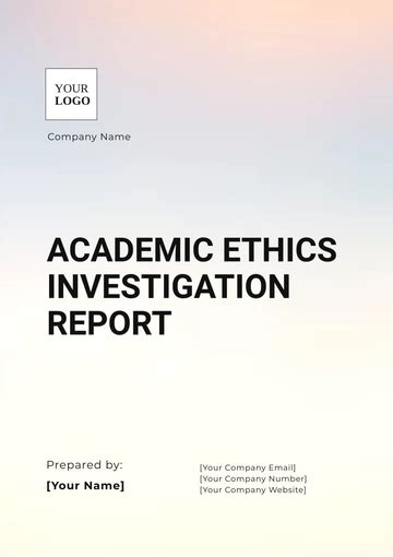 Free Academic Ethics Investigation Report Template To Edit Online