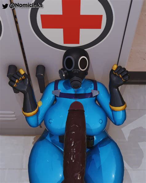 Rule 34 Big Breasts Big Cock Big Penis Dark Skinned Male Fempyro Gas Mask Latex Shiny Clothes