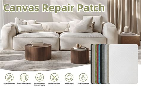 Zesion 2pcs Self Adhesive Linen Fabric Patches Quick