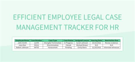 Free Legal Case Management Templates For Google Sheets And Microsoft Excel Slidesdocs