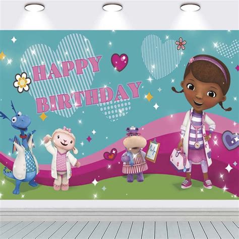 Doc Mcstuffins Birthday Banner Backdrop Background Taspestry Post Wall