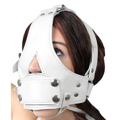 Leather Bondage Face Muzzle Bdsm Head Hood Harness Mask With Mouth Gag