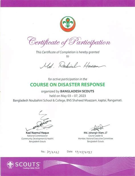 Md Rabiul Hasan On Linkedin Participated In Training Course On Disaster Management Venue
