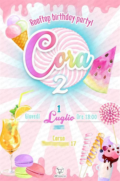 Digital Summer Candyland Birthday Invitation Sweets Party Invitation Fruits Party Invite