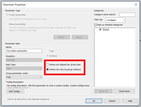 Project Parameters Vary By Group Instance Emexperience