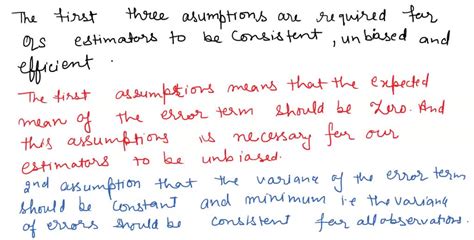 Solved The Assumption That Is Required To Show The Efficiency Of The