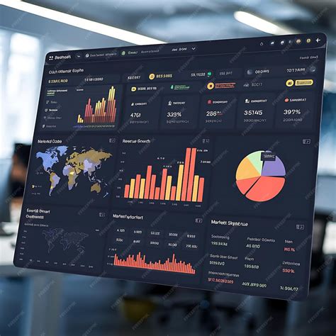 futuristic computer screen with data analysis premium ai generated image